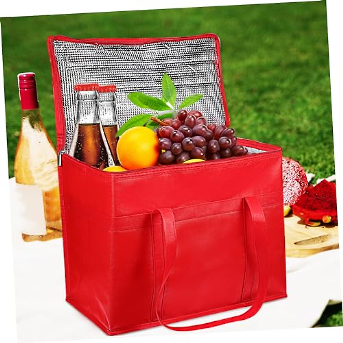 FONDOTIN 4pcs Insulation Bags Thermal Bags for Cold Food Insulated Grocery Bags Portable Insulation Bag Lunch Bags for Adults Shopping Tote Bag Insulated Food Carrier Non-Woven Fabric