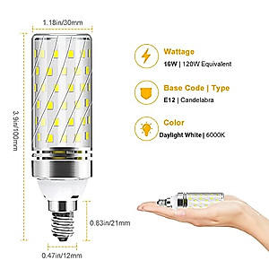 YGS-Tech E12 LED Bulb, 6000K Daylight White Light Bulbs, 16W 1500LM Led Corn Bulb, 120W Incandescent Bulb Equivalent, Non-Dimmable LED Corn Light for Office Home Lighting (8 Pack)