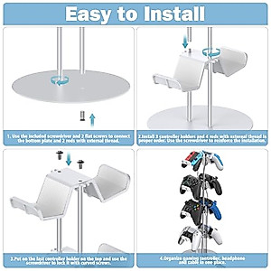 Kytok Gamer Gifts, Headset Stand 4 Tiers with Cable Organizer, Controller Stand Compatible with PS5/Xbox/Nintendo Switch/PS Portal/PS4, Headset Holder & Controller Holder - White