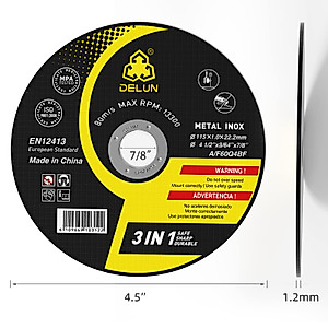 DELUN Cut Off Wheels 4 1/2 inch 55 Pack Thin Metal & Stainless Steel Cutting Wheel Professional Fast 4-1/2 x .045 x 7/8 Cutting Disc for Angle Grinder