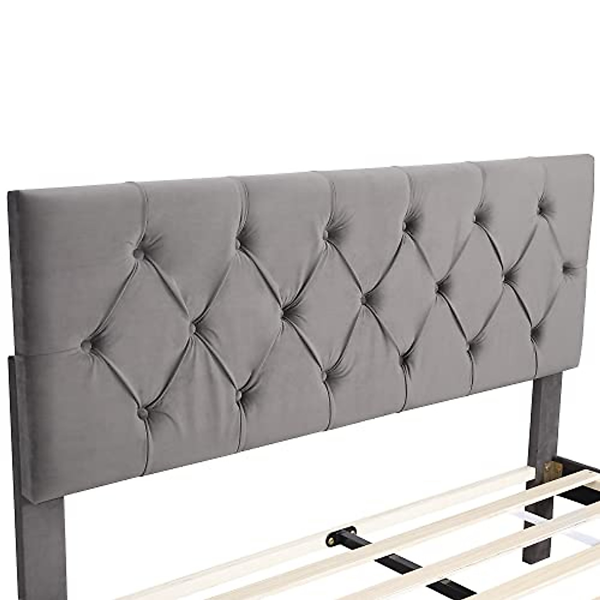 TARTOP Queen Size Storage Bed Velvet Upholstered Platform Bed with Drawer, Queen Size Upholstered Bed Frame with Headboard, No Box Spring Needed, Easy Assembly,Gray