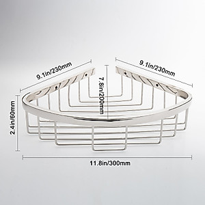 Generic Stainless Steel Shower Caddy Corner Wall Mounted Bathroom Shelf Rust Proof Bathtub Shower Storage Organizer No Drilling Shampoo Holder with 10 Adhesive Hooks for 90 Degree Corner (Silver)