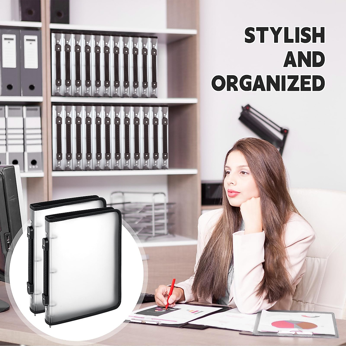 Teling 4 Pcs 1 Inch Clear Zipper Binder with 3 Ring Zipper Binder, Refillable Plastic Clear File Organizer Planner for Projects, Assignments, Memos, School Work, 13.2 x 10 Inch