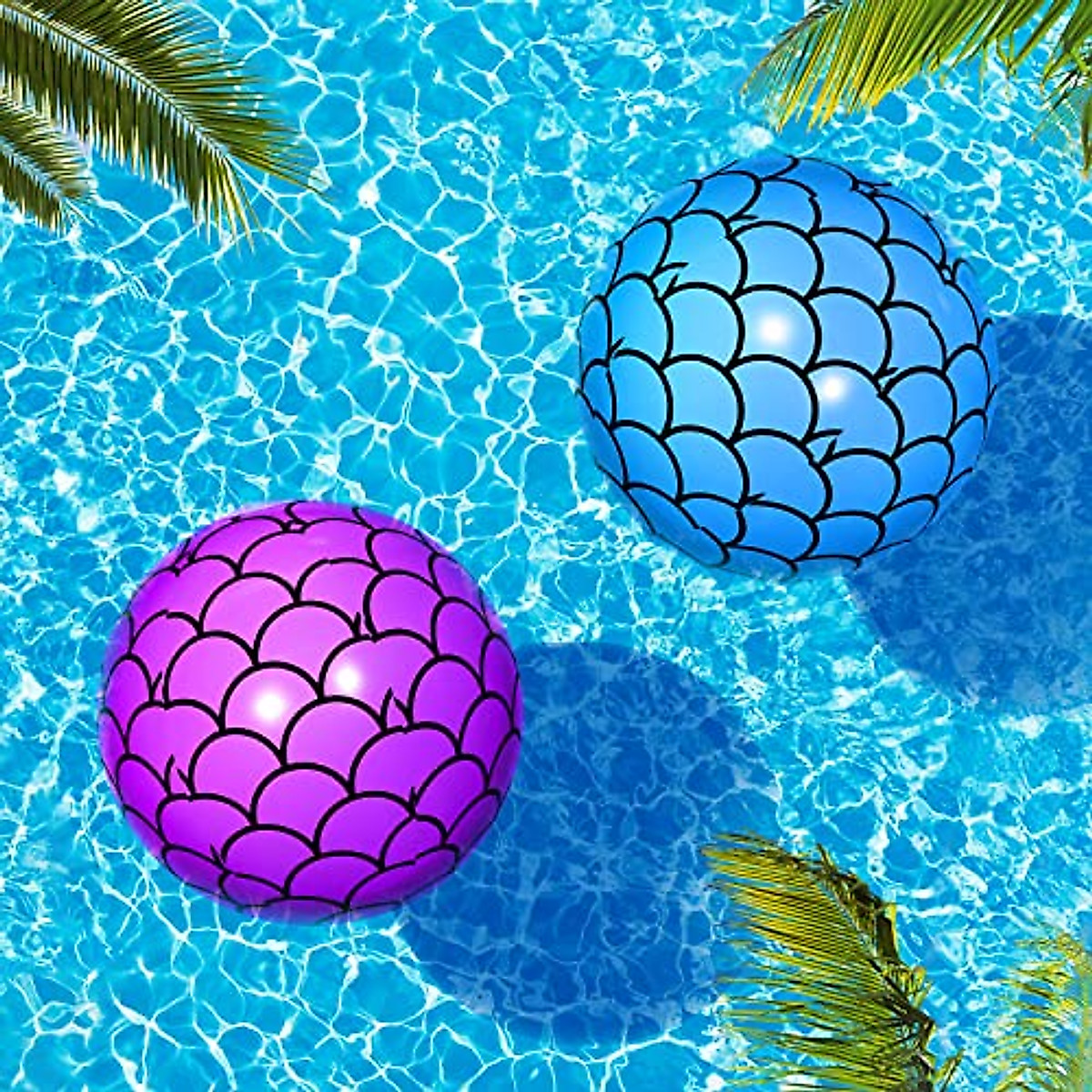 Treela 4 Pcs 12 Inch Mermaid Scales Beach Balls Bulk Inflatable Mermaid Ball Party Favors Summer Water Toy Gifts for Outdoor Beach Pool Party Sea Themed Mermaid Birthday Supplies Decorations
