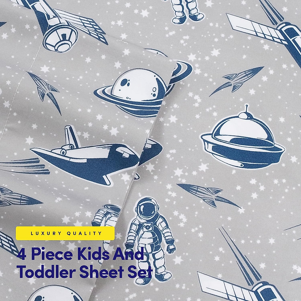 1500 Supreme Kids Bed Sheet Collection - Fun Colorful and Comfortable Boys and Girls Toddler Sheet Sets - Deep Pocket Wrinkle Free Soft and Cozy Bedding - Full, Spaceships