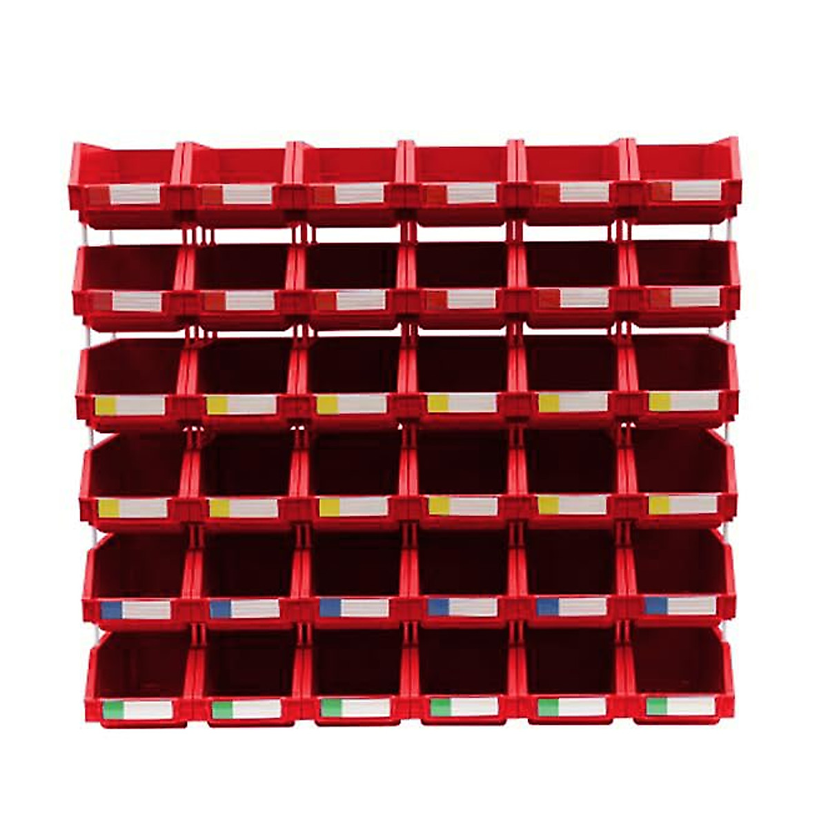 DJC Supply Red Medium 5.9" X 9.4" X 4.9" Heavy duty thermoplastic storage bin organizer, Stackable, Hangable, Side-connect, Used in classrooms, garages, warehouse, factrories and more! (2 PACK)