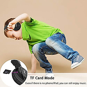 Aitalk Kids Wireless Bluetooth Headphones,Safe for Kids with Volume Limited 75dB,85dB,94dB,Wired and Wireless On Ear Headphones with MIC,Foldable Headband for Children,Boys,Girls,School,Travel (Black)