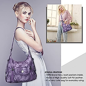 DAVIDNILE Women's Fashion Backpack Purses Multipurpose Design Handbags and Shoulder Bag PU Leather Travel bag Purple