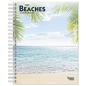 Beaches | 2023 6 x 7.75 Inch Spiral-Bound Wire-O Weekly Engagement Planner Calendar | New Full-Color Image Every Week | BrownTrout | Travel Nature Tropical