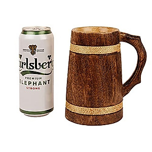 GoCraft Handmade Wooden Beer Mug | Camping Travel Outdoor Mugs for Men | Tea Coffee Cup with Handle | Craft Tankard Drinking Stein