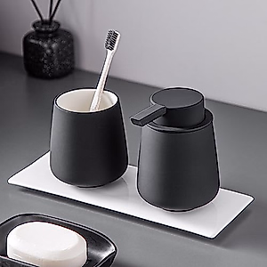 Soap Dispenser, 12oz Foam Hand Soap Dispenser with Pump Rounded Bottom Porcelain Hand Liquid Dispenser, Black Pump Dish Liquid Dispenser for Kitchen, Bathroom(Rubber Paint)