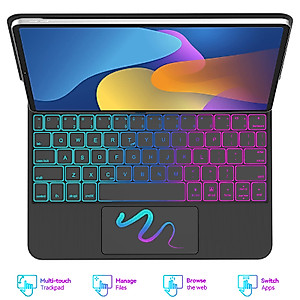 Magic Keyboard Case for iPad Air 11 inch M2 2024 & iPad Pro 11 Inch (4th/3rd/2nd/1st Gen), iPad Air 5th/4th Generation Case with Keyboard, Floating Cantilever Stand, Multi-Touch Trackpad, Backlit Keys