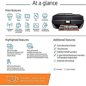 HP OfficeJet 5260 Wireless All-in-One Printer – includes 2 Years of Ink Delivered to Your Door, Works with Alexa (Z4B13A)
