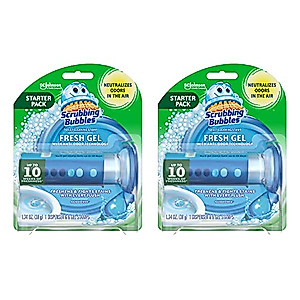 Scrubbing Bubbles Fresh Gel Toilet Cleaning Stamp, Rainshower, Dispenser with 6 Gel Stamps, 1.34 oz (Pack of 2)