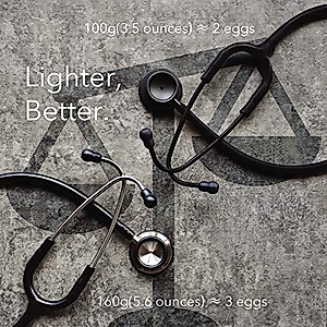 FriCARE Lightweight Dual Head Stethoscope for Medical Professionals Doctors, Aluminum Chestpiece and Headset (Black)