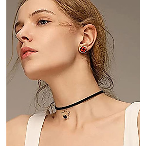 Earrings Girls Black Spot Red stud Silver Bug Earrings for Women