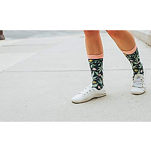 Crazy Dog T-Shirts Womens Flowers And Weed Socks Funny Graphic Sock Fun Pattern Hilarious Marijuana 420 Humor Footwear