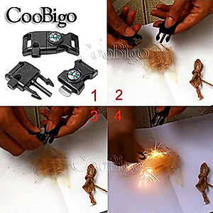 5 Pack Paracord Buckles Clips 5/8" Whistle Compass Buckle for Outdoor Camping Hiking Paracord Bracelet DIY Craft Project (Black)