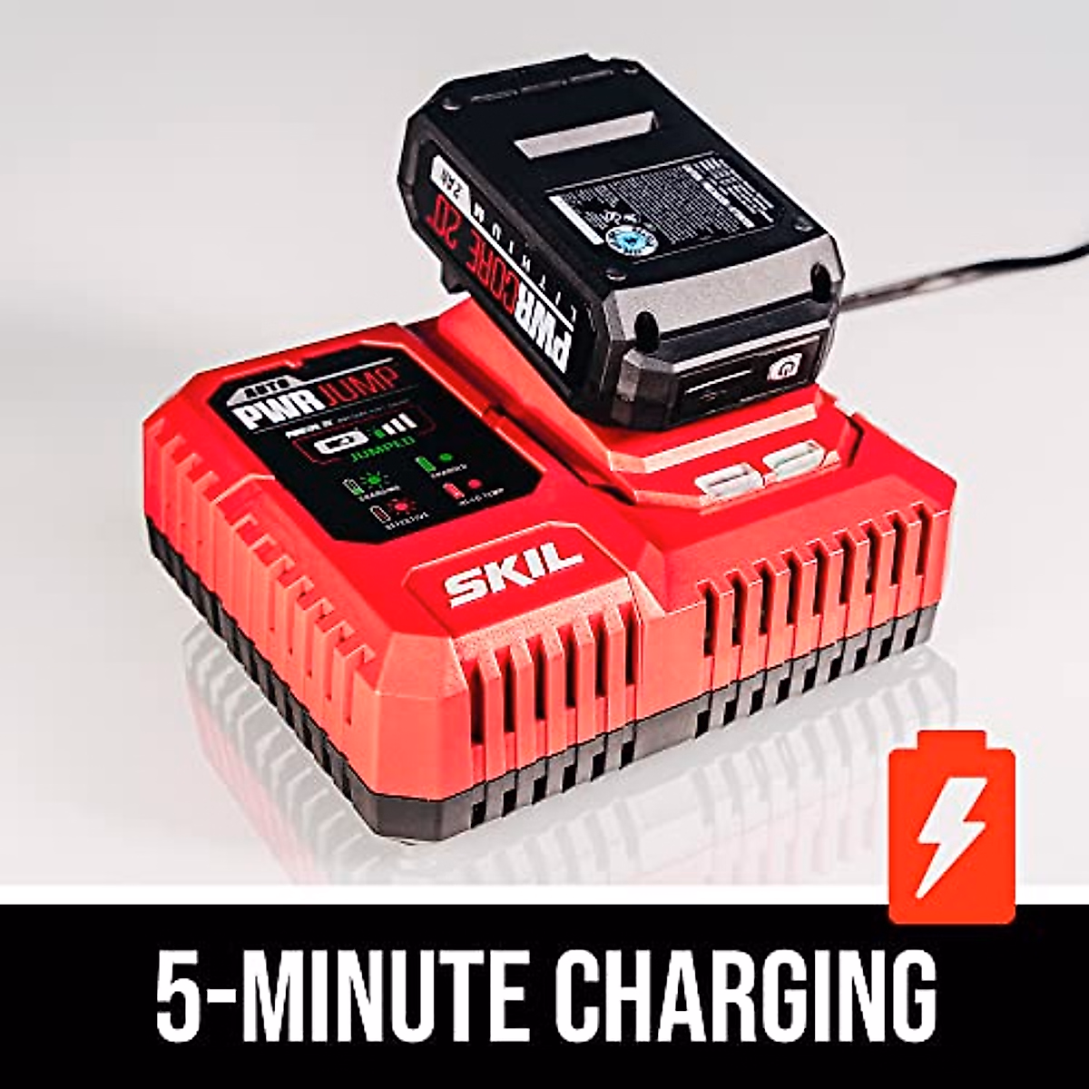 SKIL PWR CORE 20 Brushless 20V 1/2 In. Compact Varible-Speed Drill Driver Kit with 1/2'' Single-Sleeve, Keyless Ratcheting Chuck & LED Worklight Includes 2.0Ah Battery and PWR JUMP Charger-DL6293B-10