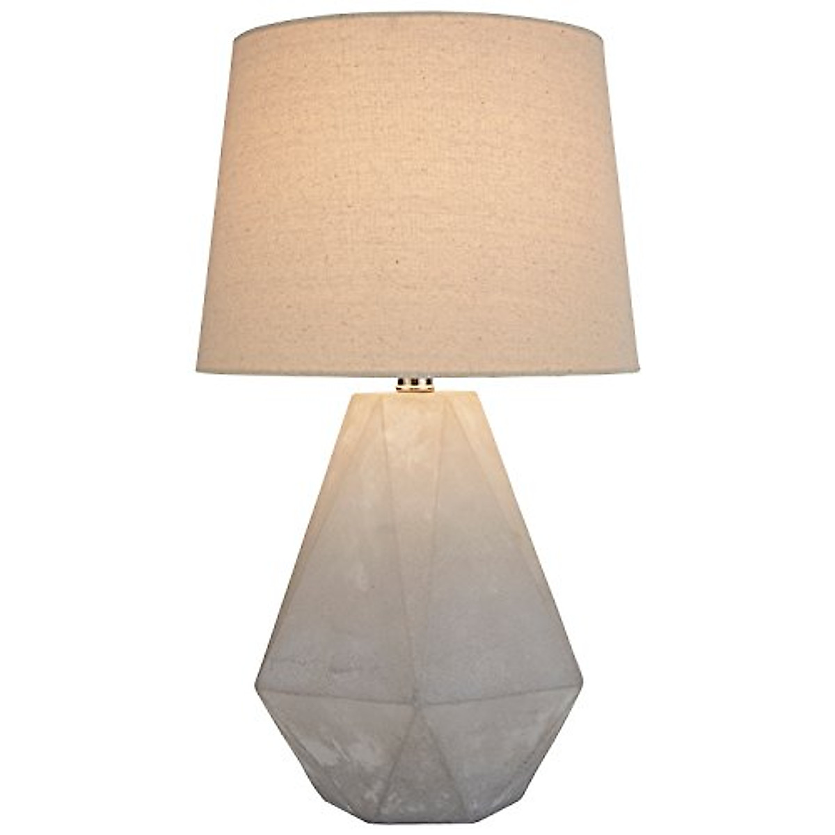 Amazon Brand - Rivet Mid Century Modern Diamond Cut Concrete Bedside Table Desk Lamp With Light Bulb, 20 Inches, Polished Nickel