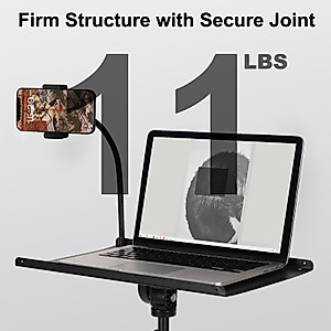 Tossbiss Laptop Tripod on Wheels with 2 Shelves, Portable Projector Floor Stand Adjustable Height 25.9 to 51.8 Inch with Phone Holder