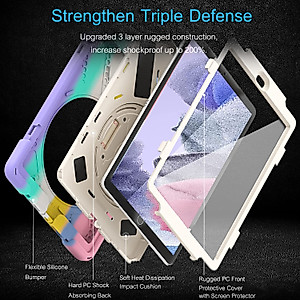 Case for Samsung Galaxy Tab A7 Lite 8.7” 2021 Case, Full-Body Drop Protection Shockproof Case with Screen Protector-Stand-Hand&Shoulder Strap for Tab A7 Lite Case - Colorful Pink