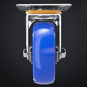 Swivel Casters Wheels 4pcs, Silent Caster for Furniture, Moving Caster Wheels Swivel Wheels, Heavy Duty Caster Wheels, Premium Polyurethane No Noise Wheels for Furniture and Cart, Blue Castor Wheel (