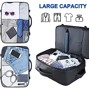 Travel Backpack for Men, Carry On Backpack Flight Approved, 40L-50L Expandable Extra Large Backpack, Waterproof Business Overnight Daypack Weekender Bag Fit 17 Inch Laptops, Travel Gifts for Men Women