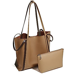 FOXLOVER Genuine Leather Tote Shoulder Bag for Women Ladies Handbags Purse with Removable Inner Zipper Bag