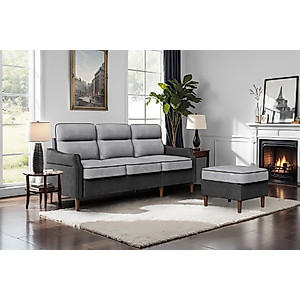 JAMFLY Sectional L Shaped Sofa Couch with Side Storage Bag, Convertible Sofa for Living Room with Reversible Chaise and Rivet Decor for Apartment and Small Space, Grey