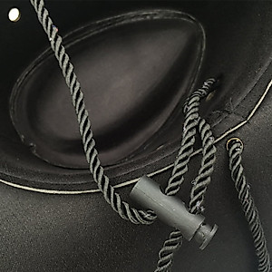 Sandy Ting Men's Outback Faux Felt Wide Brim Western Cowboy Hat (Black)