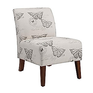 Linon Butterfly, Dark Espresso Linen Lily Chair, 21.5" W x 29.5" D x 31.5" H