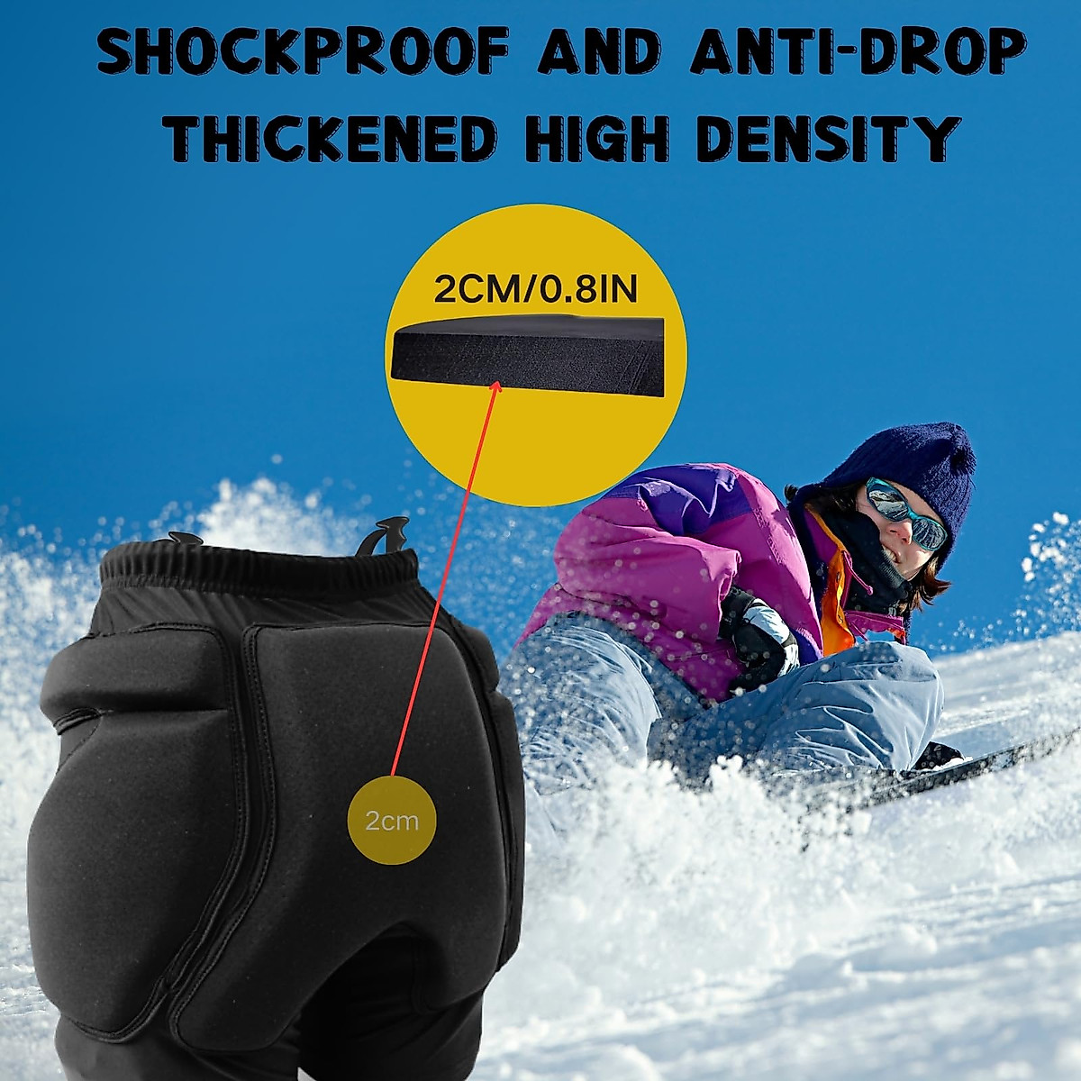 YHWD Hip Pads Seniors, Premium Hip Protectors for Elderly, Comfortable and Breathable, Anti-Fall, 2 cm/0.8in Thicken Eva for Falls Injury, Unisex Hip Pants,L