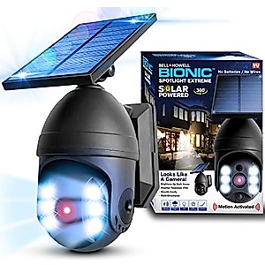 Bell+Howell Bionic Spotlight Extreme 360 - Solar Powered Outdoor Lights, Rain and Snow Resistant, Wireless w/Motion Sensor Outdoor Solar Lights for Yard, Garage, Lawn, Patio and Garden As Seen On TV