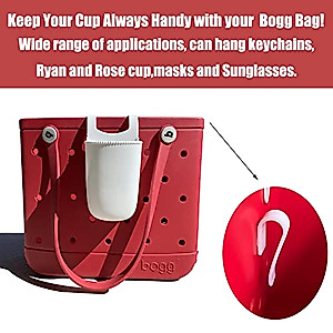 TEYOUYI 4PCS Hooks Accessories for Bogg Bags, Insert Charm Cutie Cup Holder Connector Key Holder Mask Holder,White