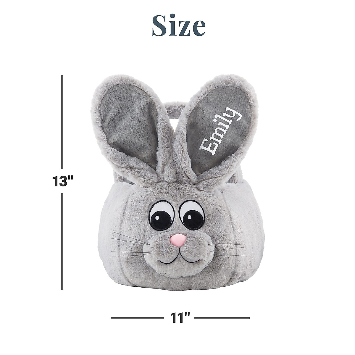 Let's Make Memories Personalized Easter Basket - Fuzzy Bunny Plush - Easter Basket for Kids - Gray