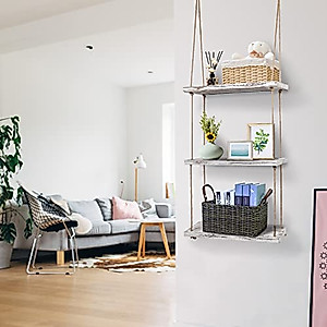 Window Plant Shelves – Window Shelf for Plants Indoor – Boho Shelves Farmhouse Bathroom Decor – Hanging Shelves Rustic Bedroom Decor – Window Plant Hanger Hanging Rope Shelf Living Room Decoration