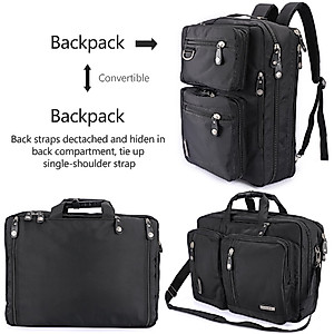 FREEBIZ Laptop Bag Convertible Backpack Business Briefcase Messenger Bag for 17.3 Inch Laptop Computer Notebook Chromebook for Men Women (Black)