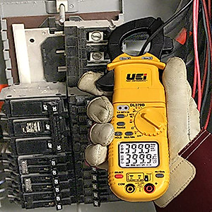 UEi DL379B Digital Clamp Meter Auto Ranging, HVAC Current Voltage Tester w/ Magnetic Mount, Measures AC Amps AC/DC Volts Temperature Capacitance Frequency Diodes Duty Cycle Continuity Resistance NCV