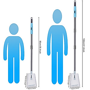 DEANIC 16" Wet Dust Mops Hardwood Floor with 3 Washable Pads Flat Mop Microfiber Mop for Floor Cleaning…