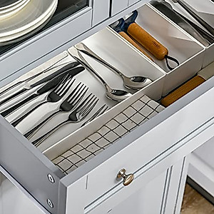 HOMCOM 52" Traditional Kitchen Pantry, Floor Storage Cabinet, Small Cupboard Organizer with Adjustable Shelves and 4-Doors for Dining Room, Living Room, Grey