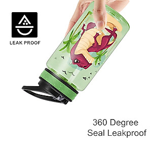 Home Tune Cute Water Bottle for Kids Girls Boys, BPA Free & Sturdy Print & Leak Proof Flip Straw & Carry Loop & Easy Clean, 15oz - Dinosaur