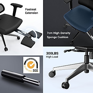 Newtral Ofiice Chair Ergonomic with Footrest -High Back Desk Chair with Fully Adaptive Lumbar Support, Adjustable Headrest, 4D Armrest, Tilt Lock, Task Chair for Office and Home