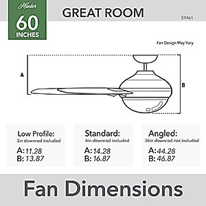 Hunter Fan Company 59461 Warrant 60 Inch Multiple Speed Ceiling Fan with LED Light, Remote Control, and Reversible Blades, Noble Bronze Finish