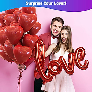 50PCS Love Balloons and Heart Balloons Kit&2000 PCS Silk Rose Petals 42Inch I Love You Balloon Gold Balloons Romantic Decoration Kit Double-Layer Easy to Use for Valentine Day Party Decorations