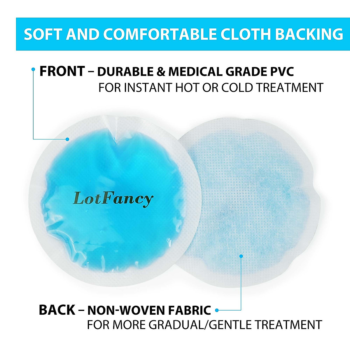 LotFancy Ice Pack for Injuries Reusable, 8 Small Gel Heating Cooling Pads with Cloth Backing, Hot Cold Therapy for Eyes After Surgery, Face, Breastfeeding, Wisdom Teeth, Jaw, Headache, Sinus Relief