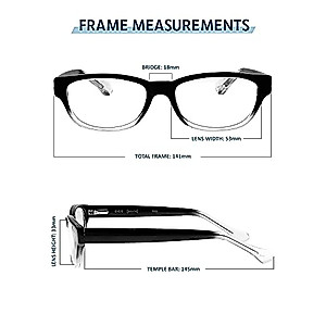 Clear Glass Reading Glasses Real Glass Lenses in Stylish Acetate Frame Available in Reading Magnification +0.25 to +3.00 (+2.75)