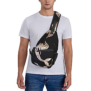 PSVOD Black Mermaid Crossbody Bag, Men'S And Women'S Sling Chest Cross Body Bag, Used For Leisure And Travel