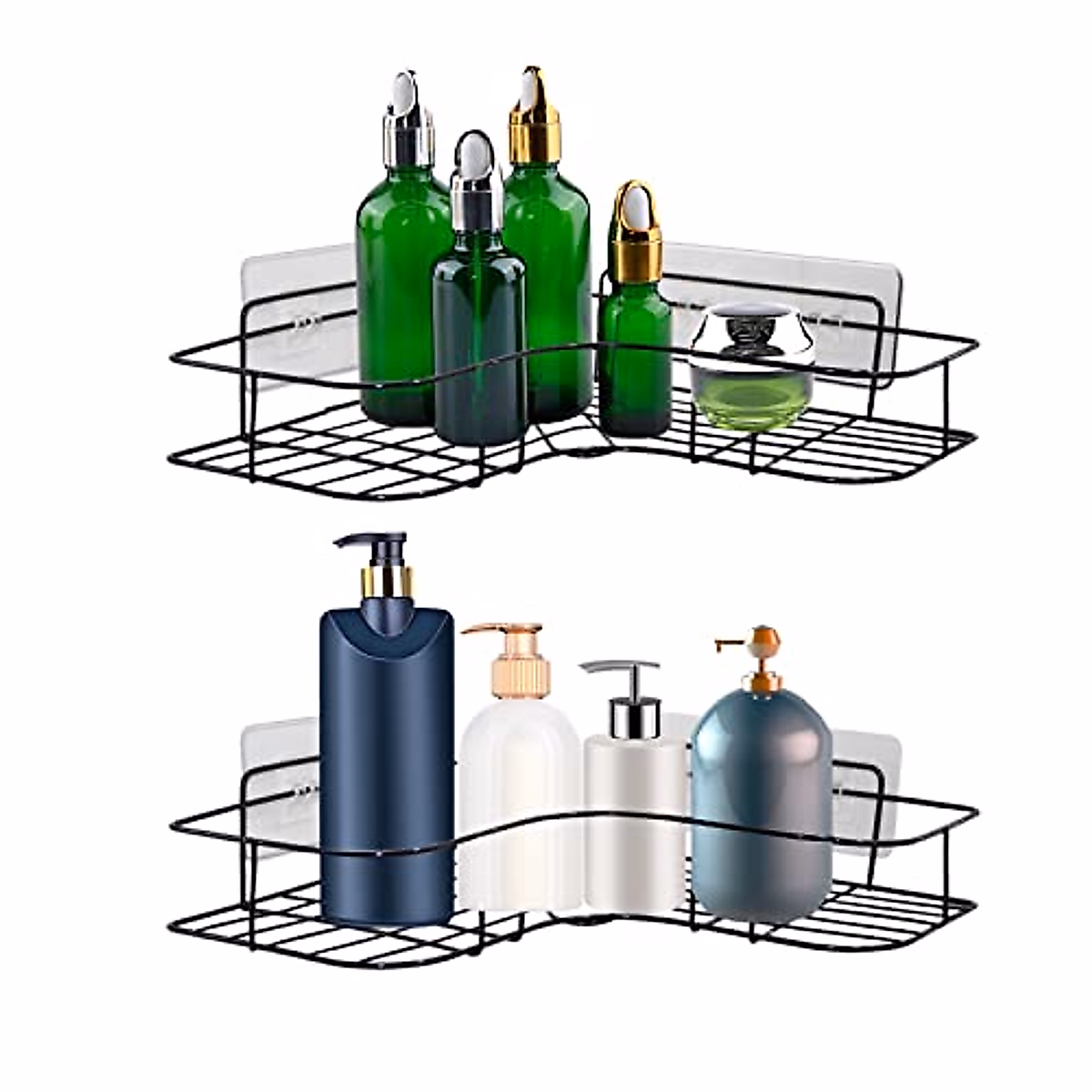 2 Pack Shower Caddy Adhesive for Replacement, Strong Transparent Adhesive for Shower Caddy Sticky Pads, No Drilling for Corner Shelf Basket, Bathroom Storage Shelves, Kitchen Racks and Soap Holder