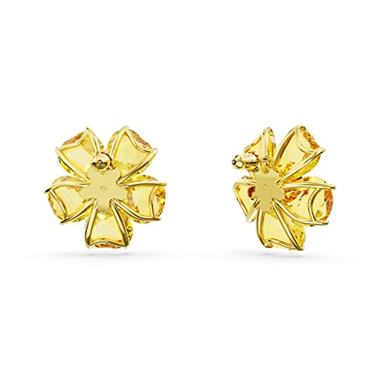 Swarovski Florere Pierced Stud Earrings with Yellow Crystals in Flower Motif on Gold-Tone Finish, Part of the Swarovski Florere Collection